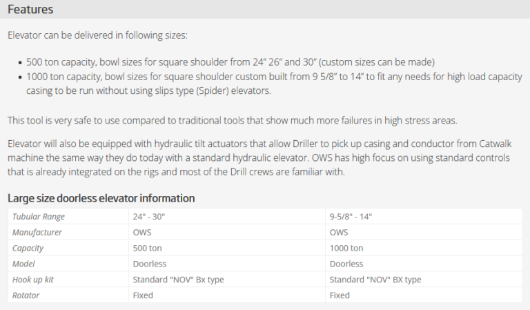 Big Size And High Load Capacity Elevators - Odfjell Technology