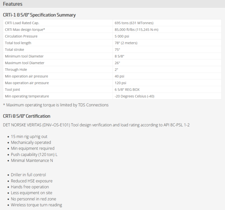 Casing Running Tool (CRTi) - Odfjell Technology
